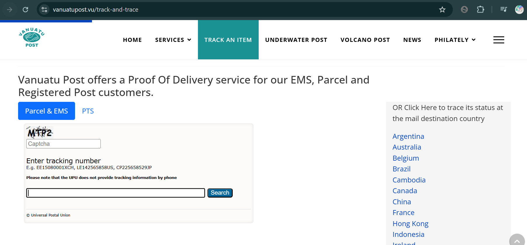 Vanuatu Post Tracking - PostTracking